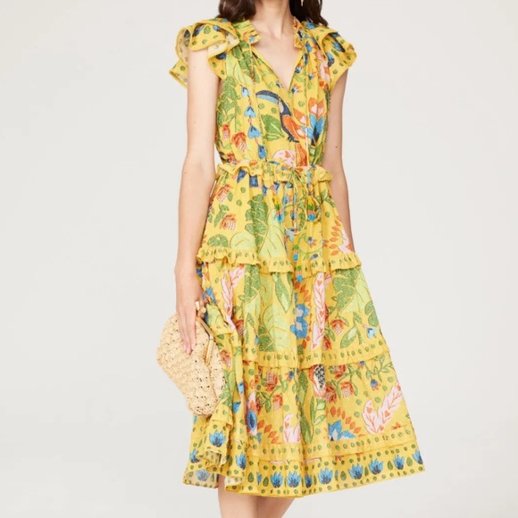 FARM Rio | Dresses | Farm Rio Summer Garden Midi Dress Nwt | Poshmark
